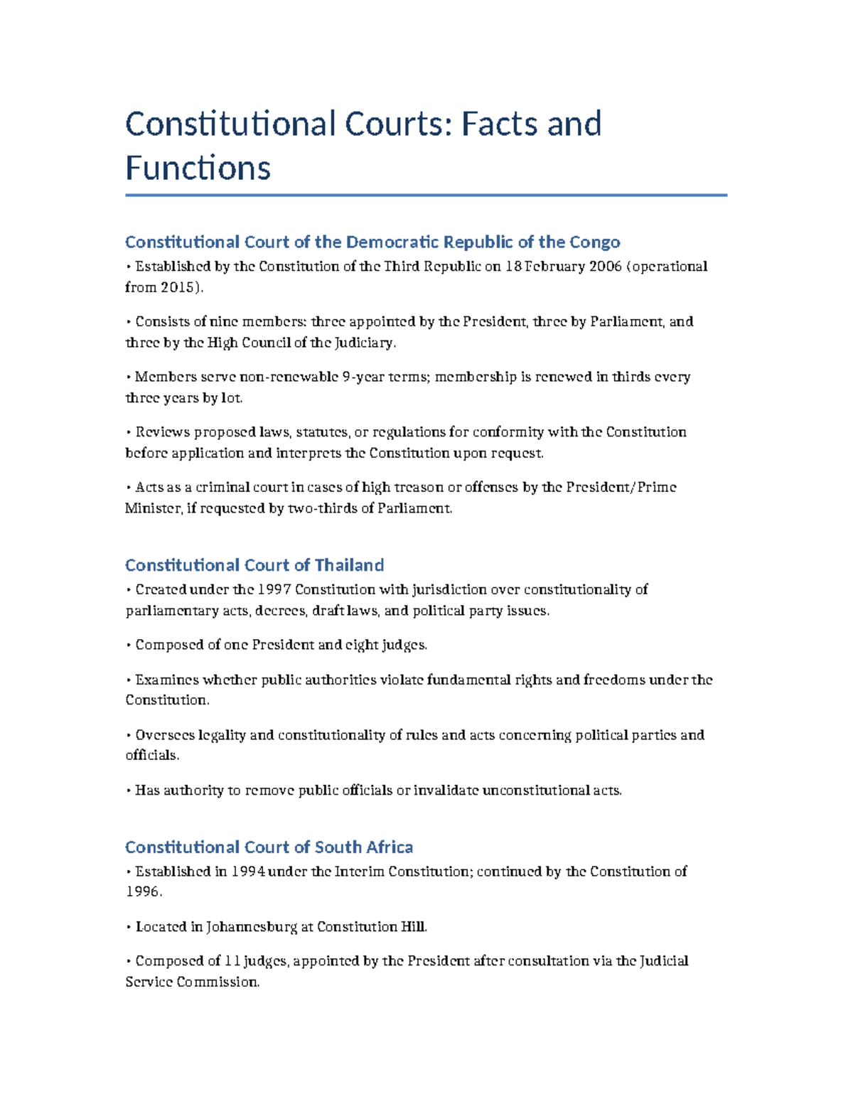 Constitutional Courts: Facts & Functions Overview (CIV 101) - Studocu