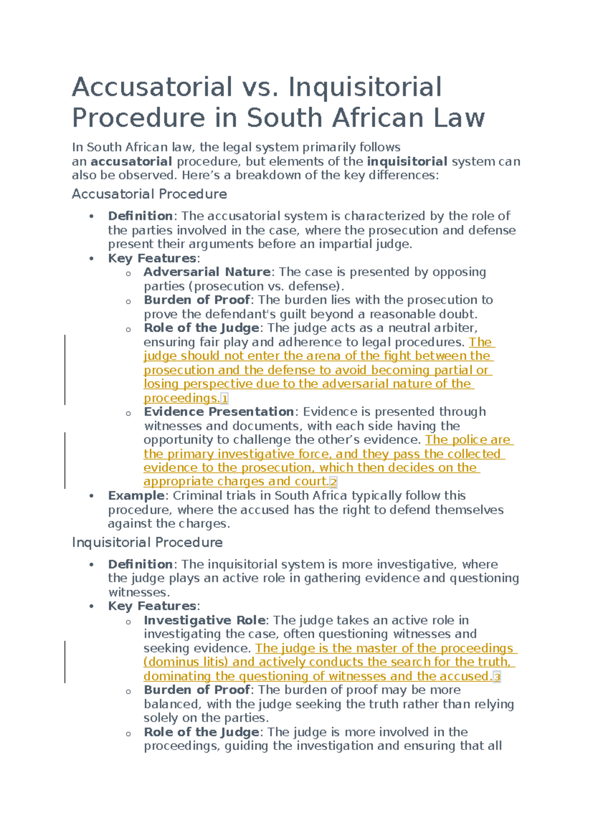 Accusatorial vs. Inquisitorial Procedures in South African Law: A ...