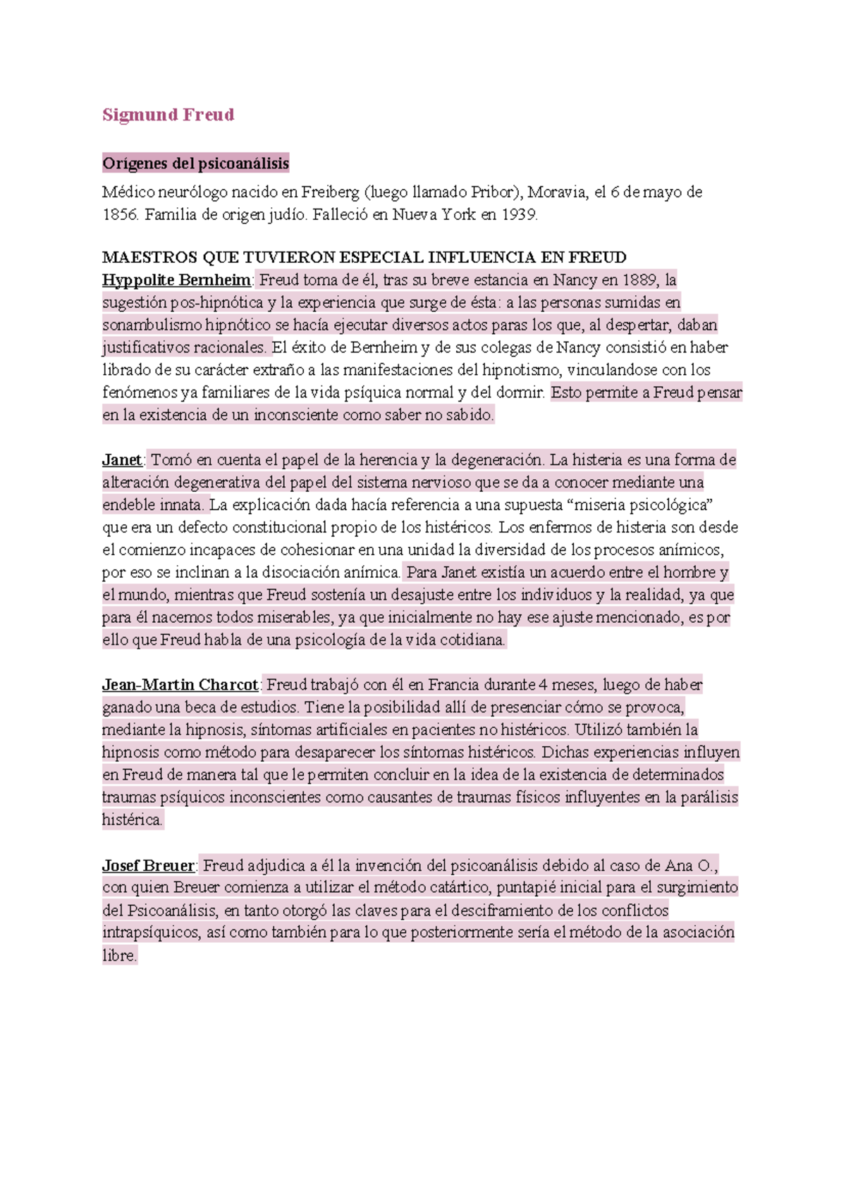 Final Teoría Psicoanalítica II; tami - Sigmund Freud Orígenes del ...