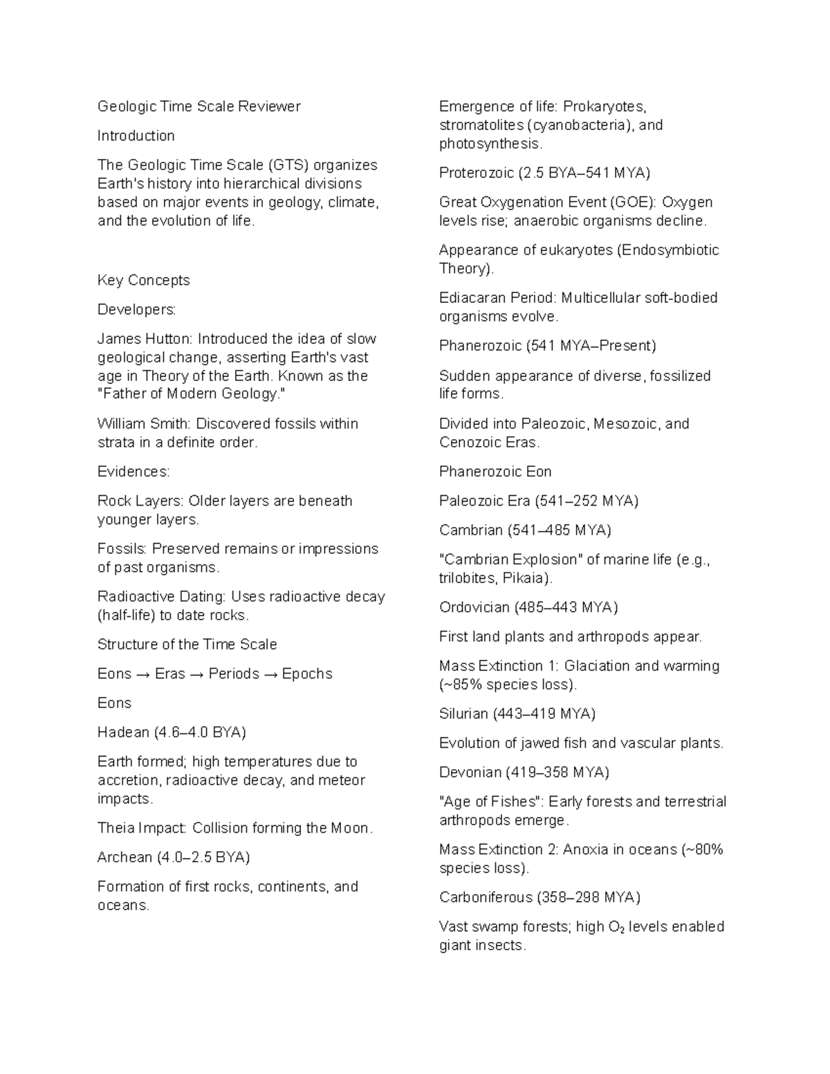 Geologic Time Scale Overview: Key Concepts and Major Events - Studocu