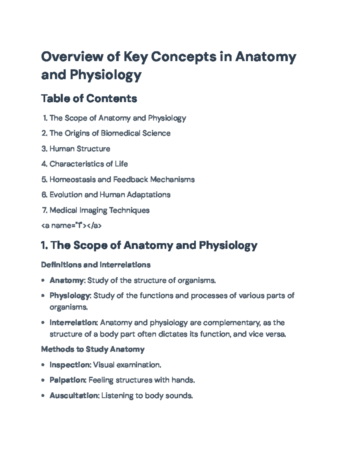 Comprehensive Overview of Anatomy and Physiology Concepts - Overview of ...