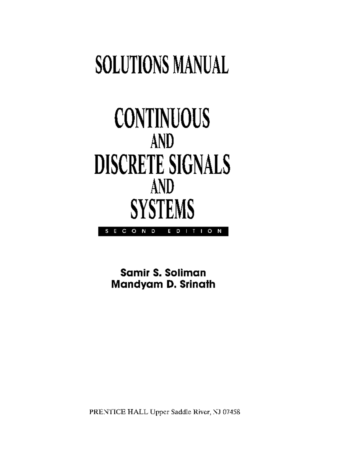 Continuous & Discrete Signals & Systems Solutions (Course Code) - Studocu