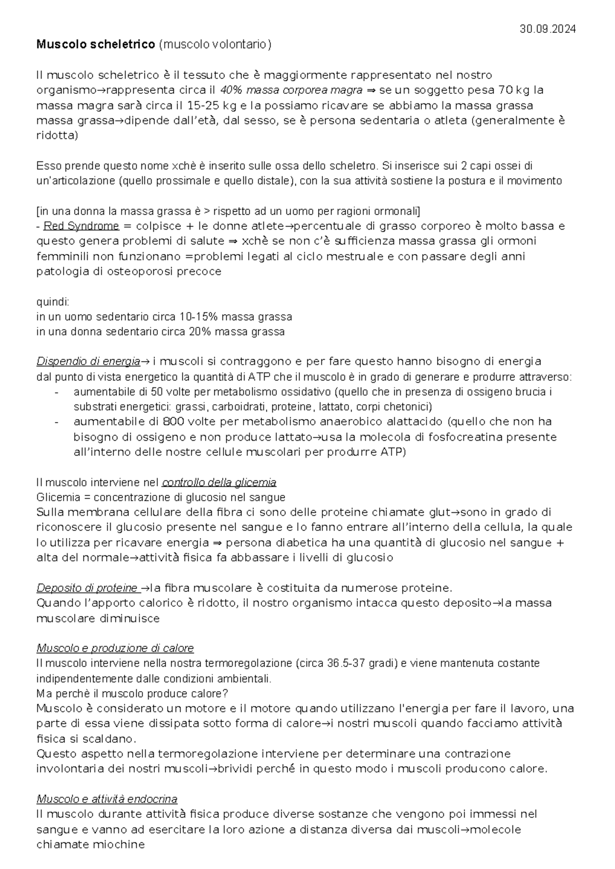 Fisiologia LEZIONE 1: Muscolo Scheletrico e le Sue Funzioni - Studocu