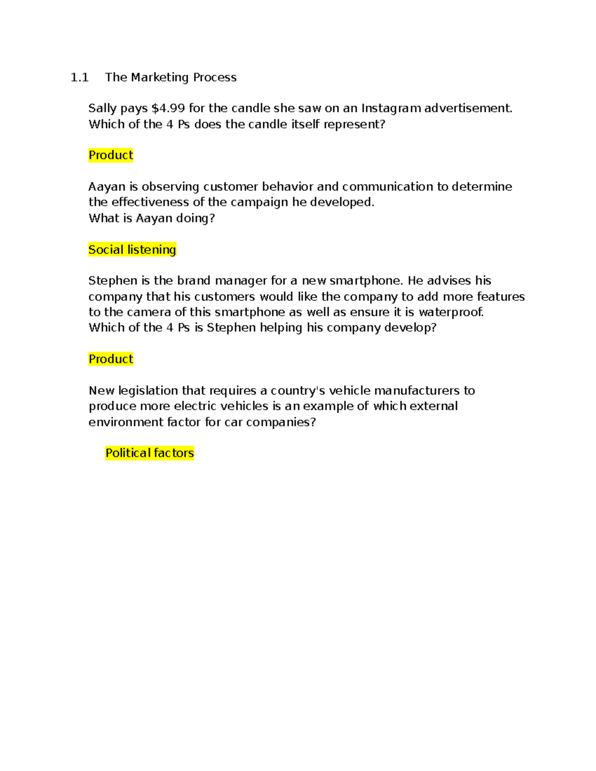 MKTG 101: Understanding the Marketing Process and 4 Ps - Studocu