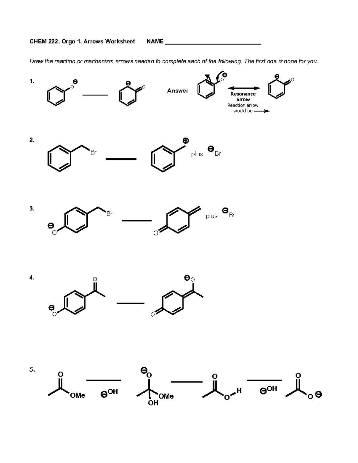 CHEM 222 rec 7 Arrows F24 - CHEM 222.RC - CHEM 22 2 , Orgo 1 , Arrows ...