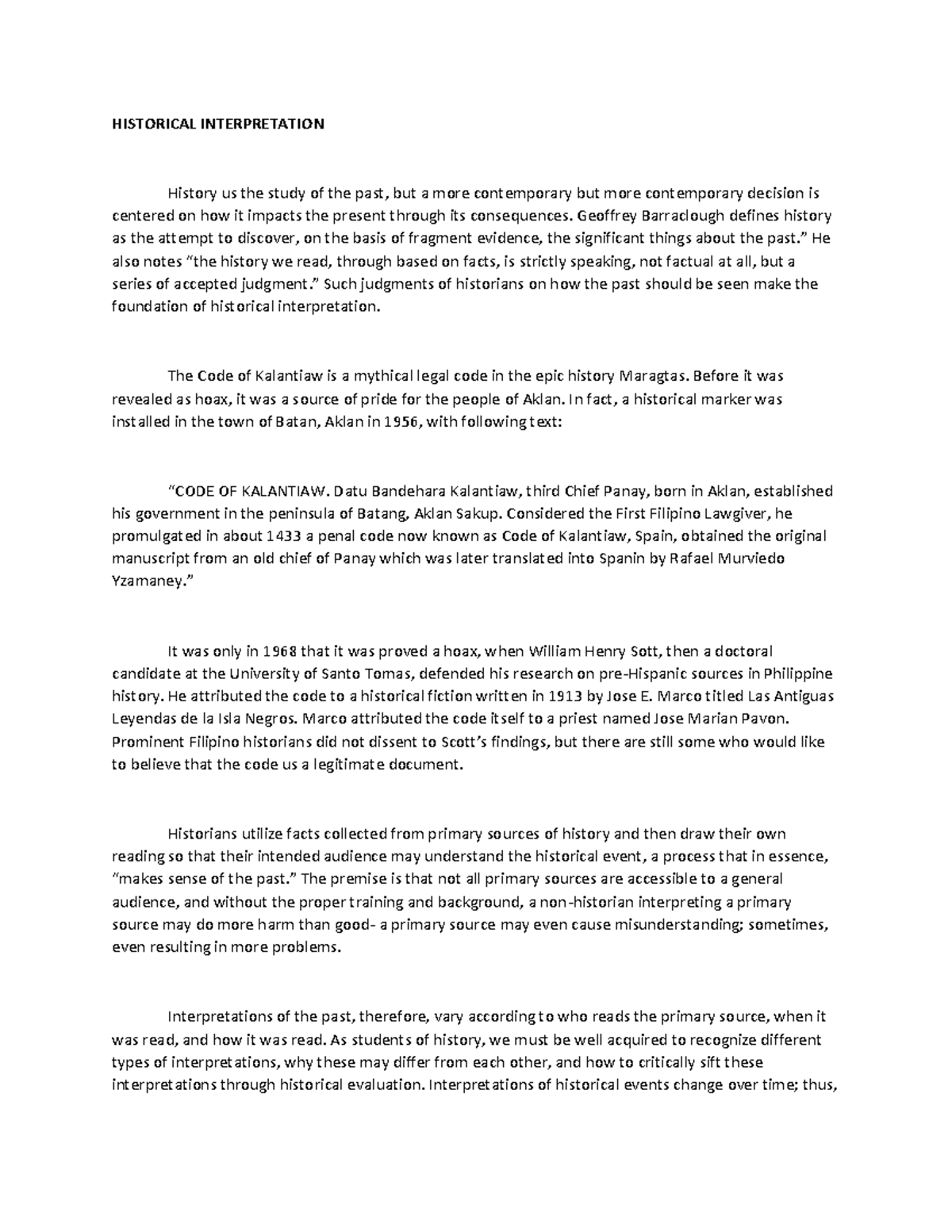 I Am Sharing Historical Interpretation With You Historical