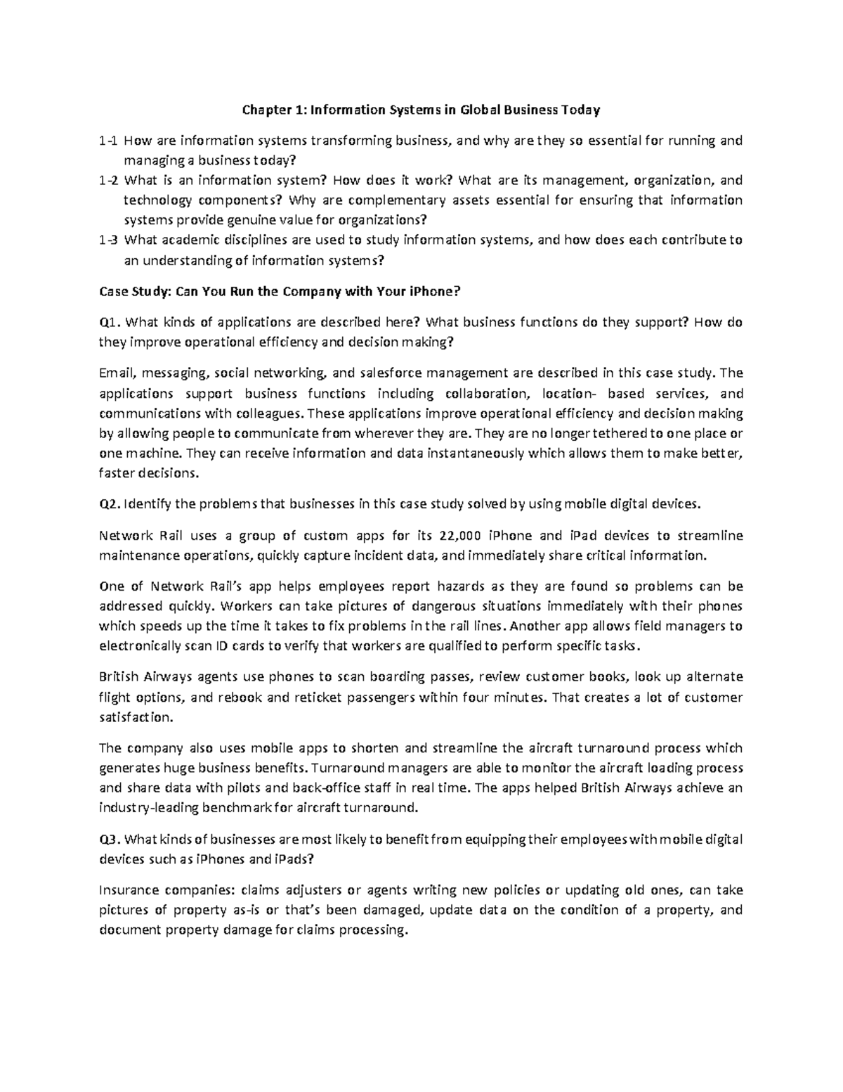MIS 101 - Ch1-7 Summary on Management Information Systems - Studocu