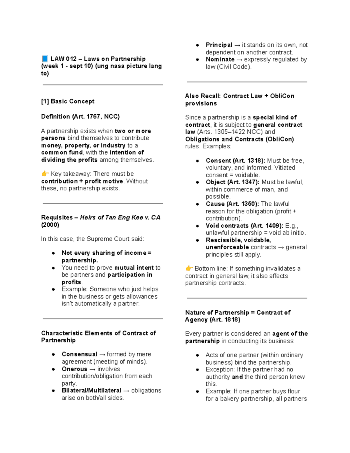 LAW 012 Business Law Cases: Understanding Partnerships and Legal ...