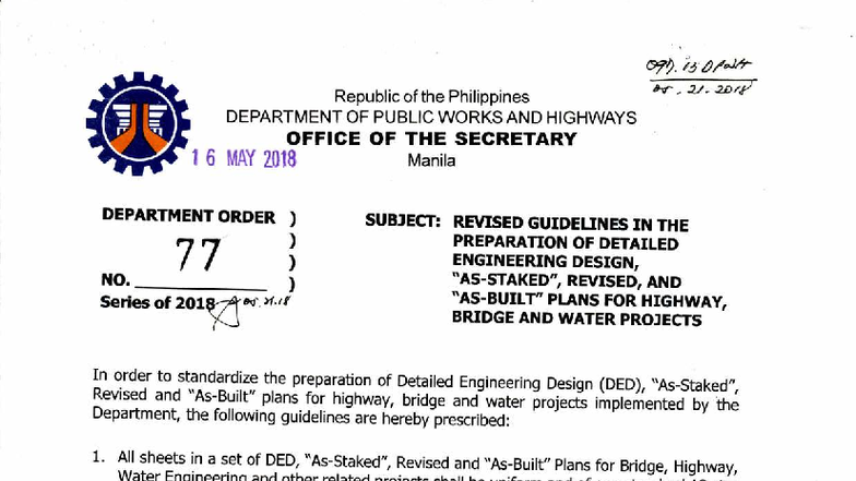 DO 077 s2018: Revised Guidelines for Detailed Engineering Design Plans ...