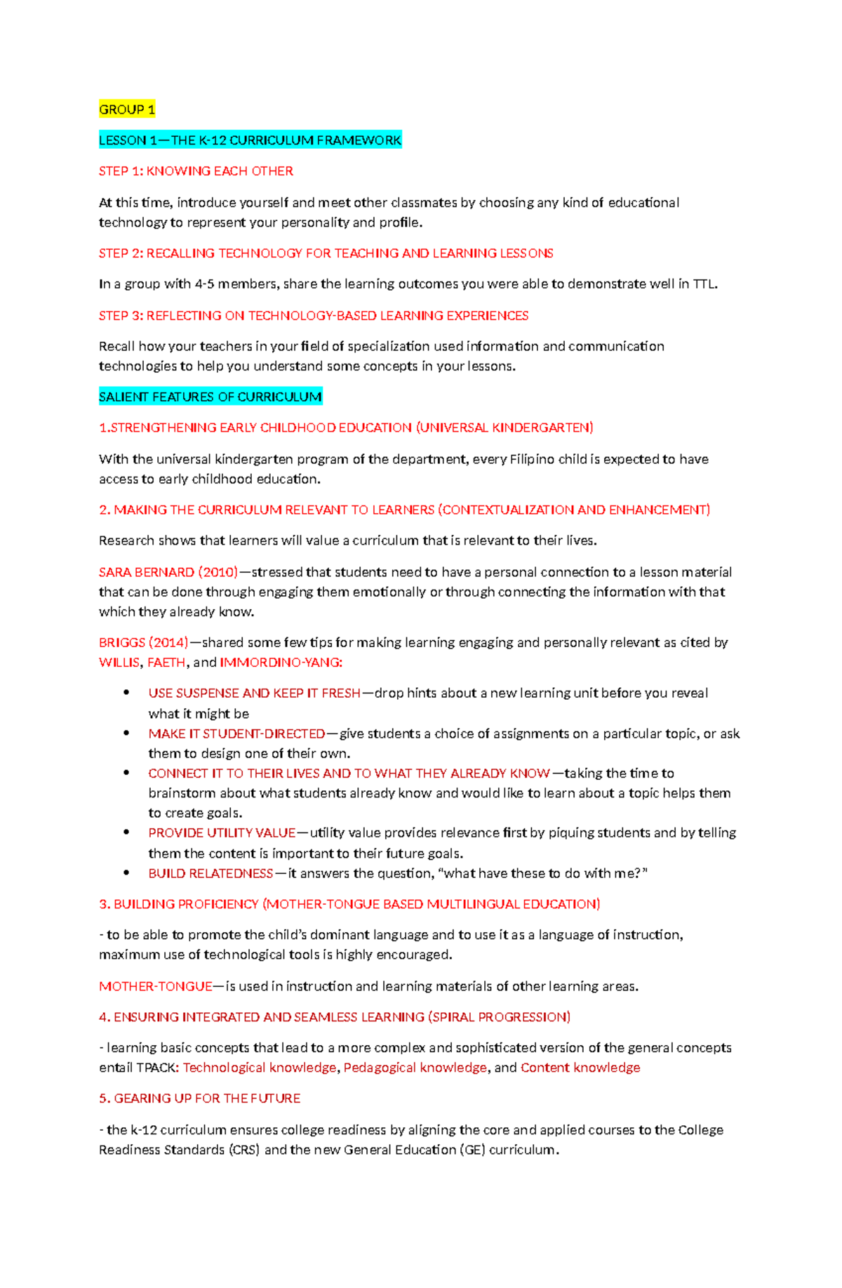K-12 Curriculum Framework: Technology & Teaching Strategies ...