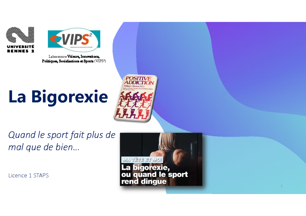 L1 STAPS TD sur la Bigorexie : Comprendre l'Addiction au Sport - Studocu