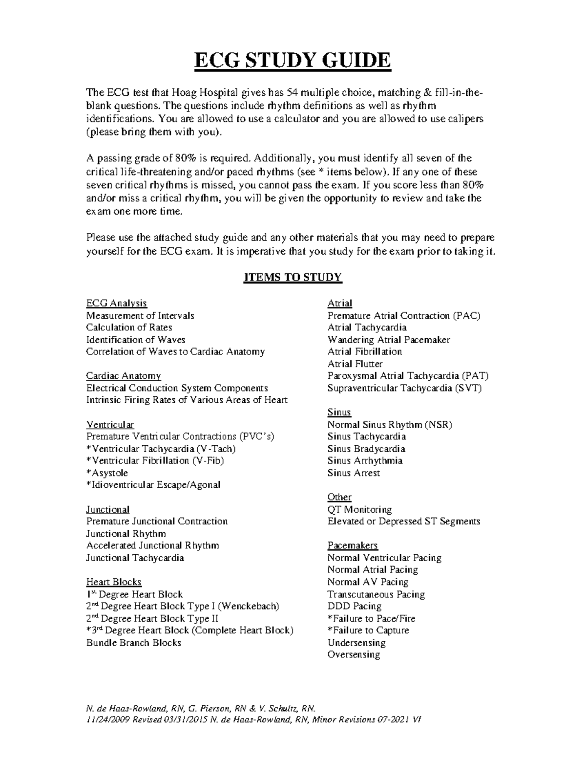Basic ECG Interpretation Study Guide for RNs in Monitored Areas - Studocu