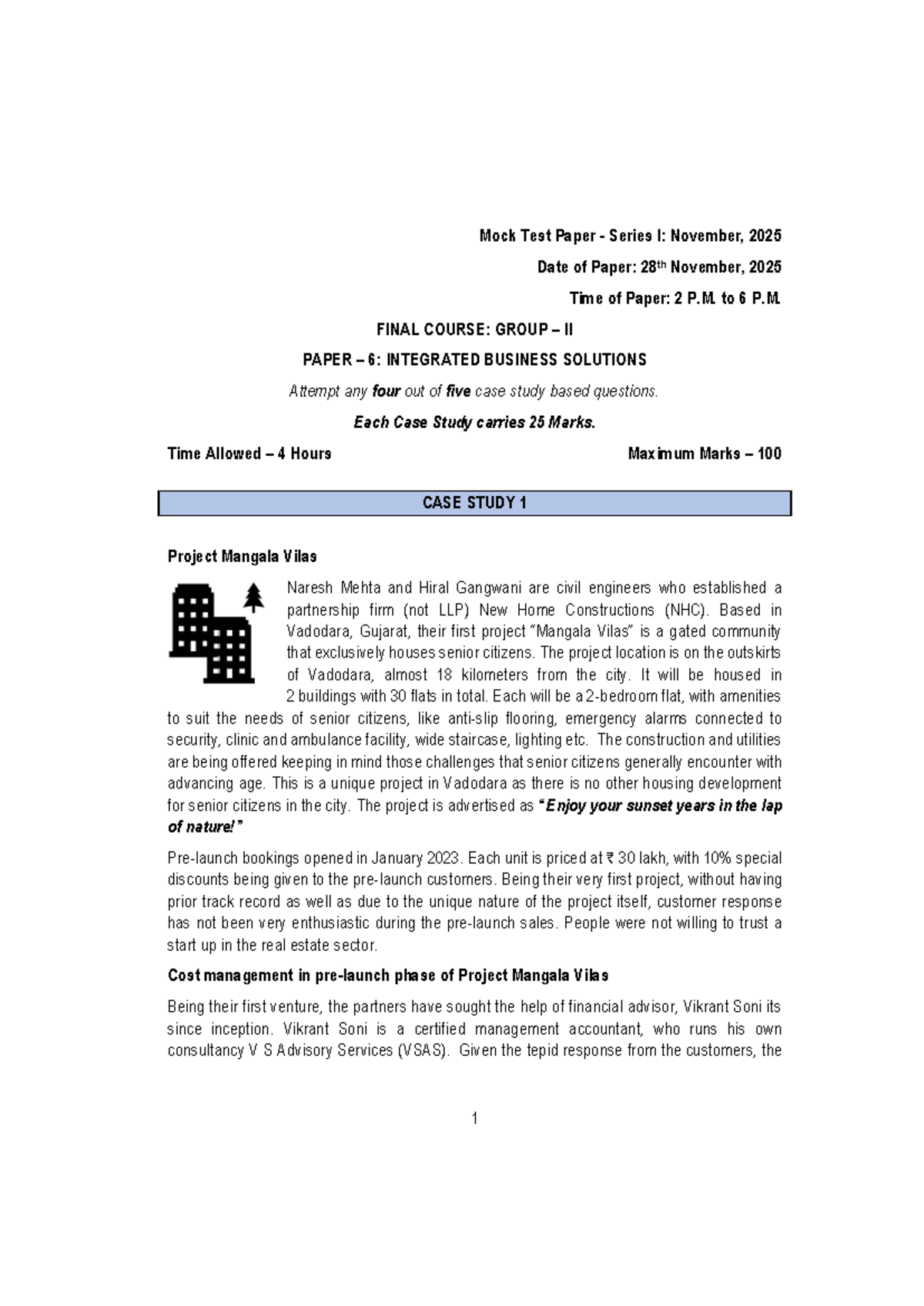 IBS MTP 60: Mock Test Paper Series I - Integrated Business Solutions ...