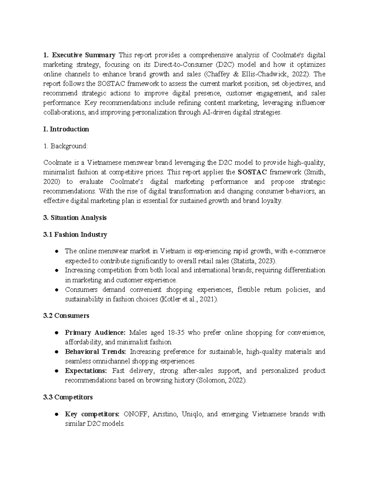 Digital Marketing Strategy Analysis for Coolmate's D2C Model - Studocu