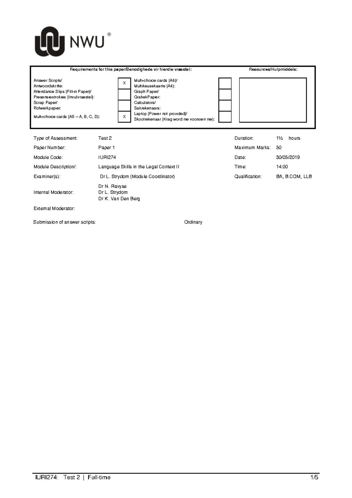 IURI 274 Test 1 Memo Analysis and Grading Insights 2019 - Studocu