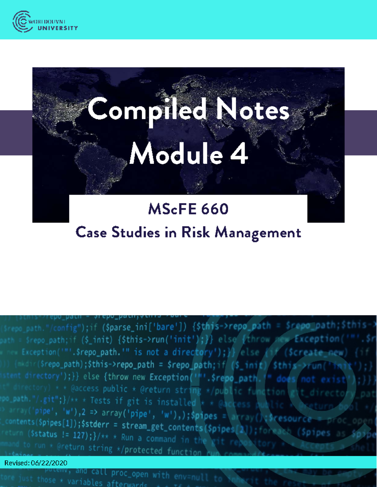 MScFE 660 Case Studies in Risk Management Module 4 Compiled Notes - Studocu