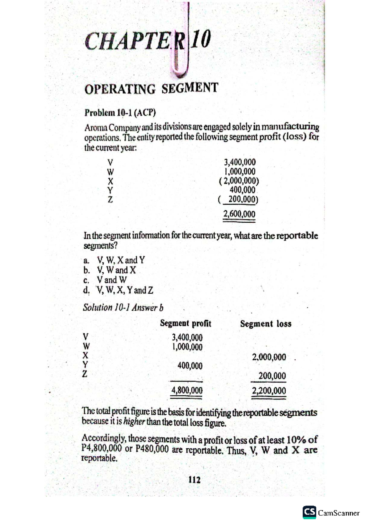 CHAPTER 10 OPERATING SEGMENT Practice Problems (CS) - Studocu