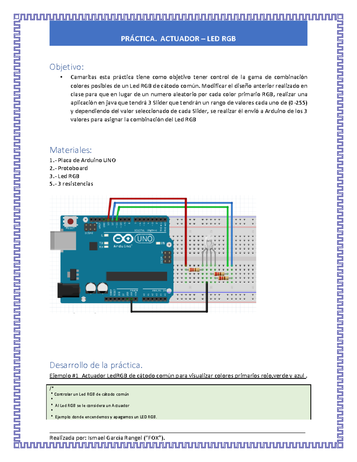 Práctica de Arduino: Control del LED RGB con Sliders - Studocu