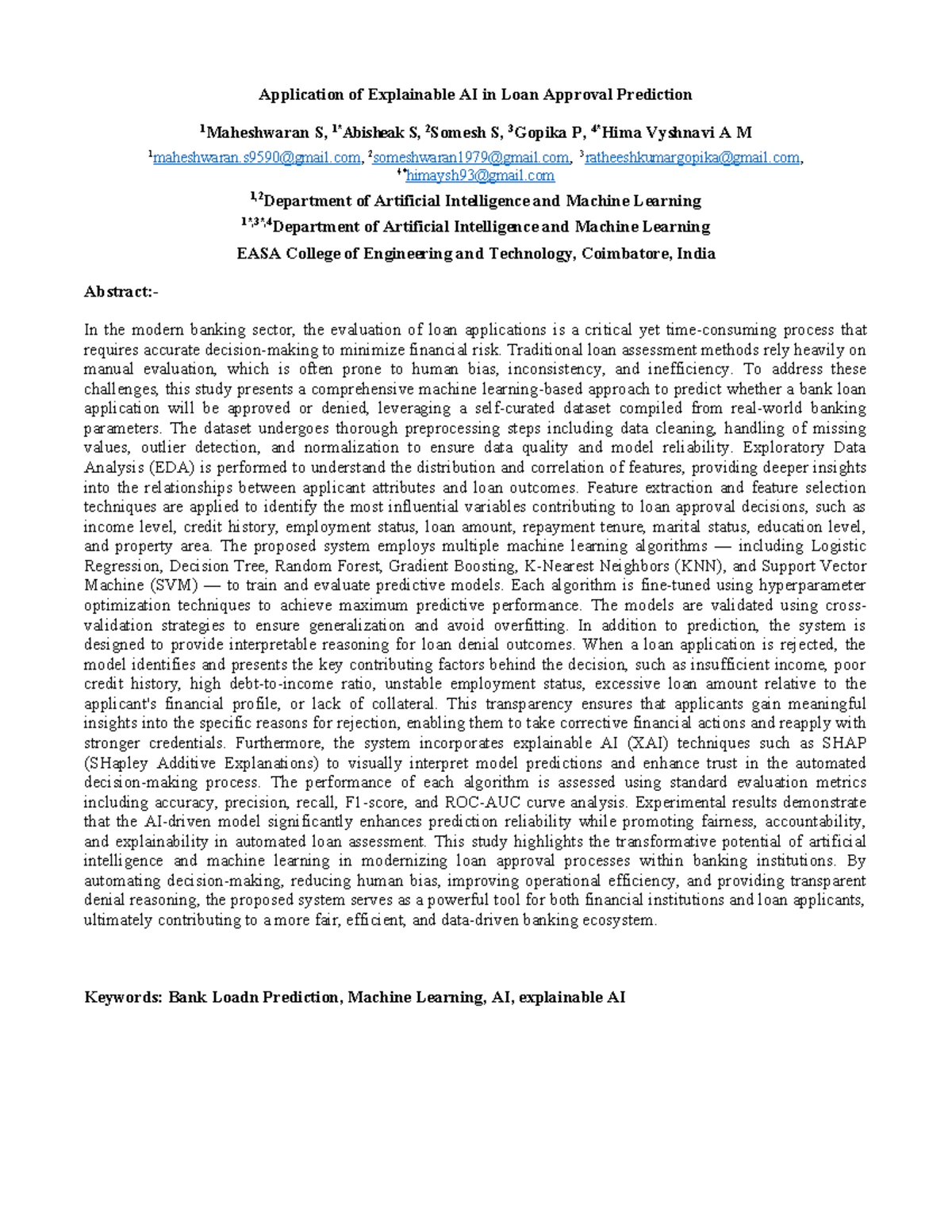 Application of Explainable AI in Loan Approval Prediction (AI ML 101 ...