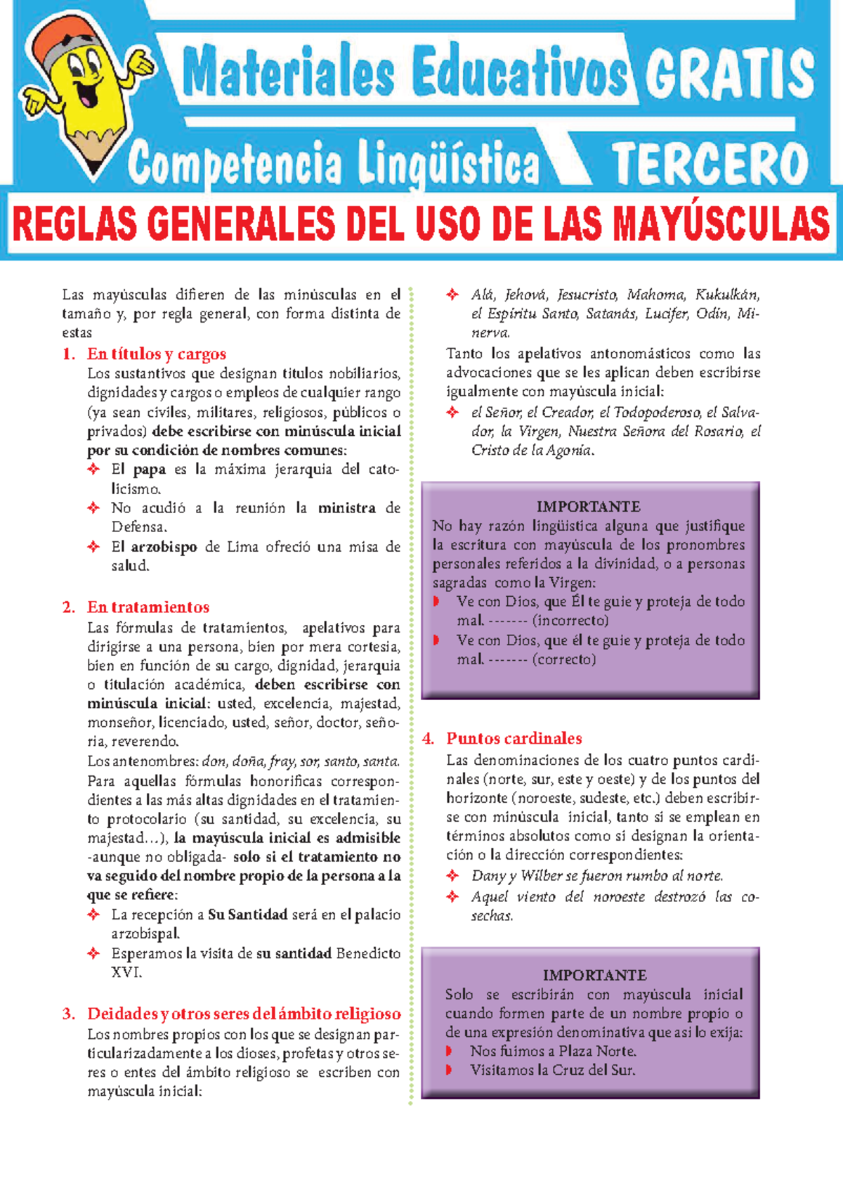 Reglas de Uso de Mayúsculas para 3er Grado de Secundaria - Studocu