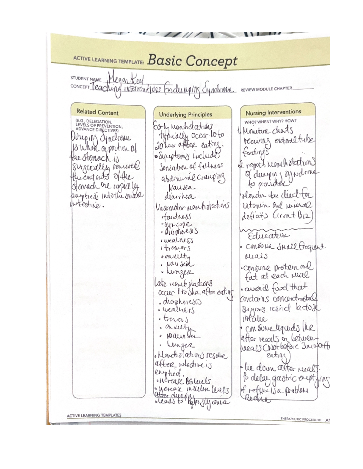 Dumping Syndrome Basic concept ATI - ACTIVE LEARNING TEMPLATE: Basic ...