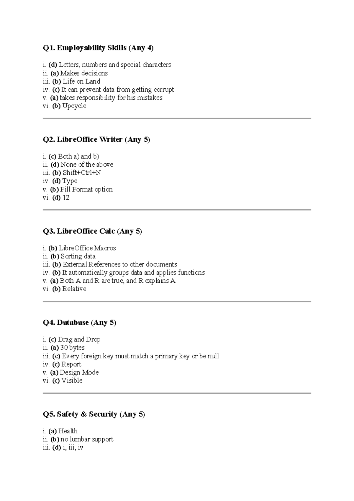 AK - Employability Skills & LibreOffice Overview for Q1-Q5 - Studocu