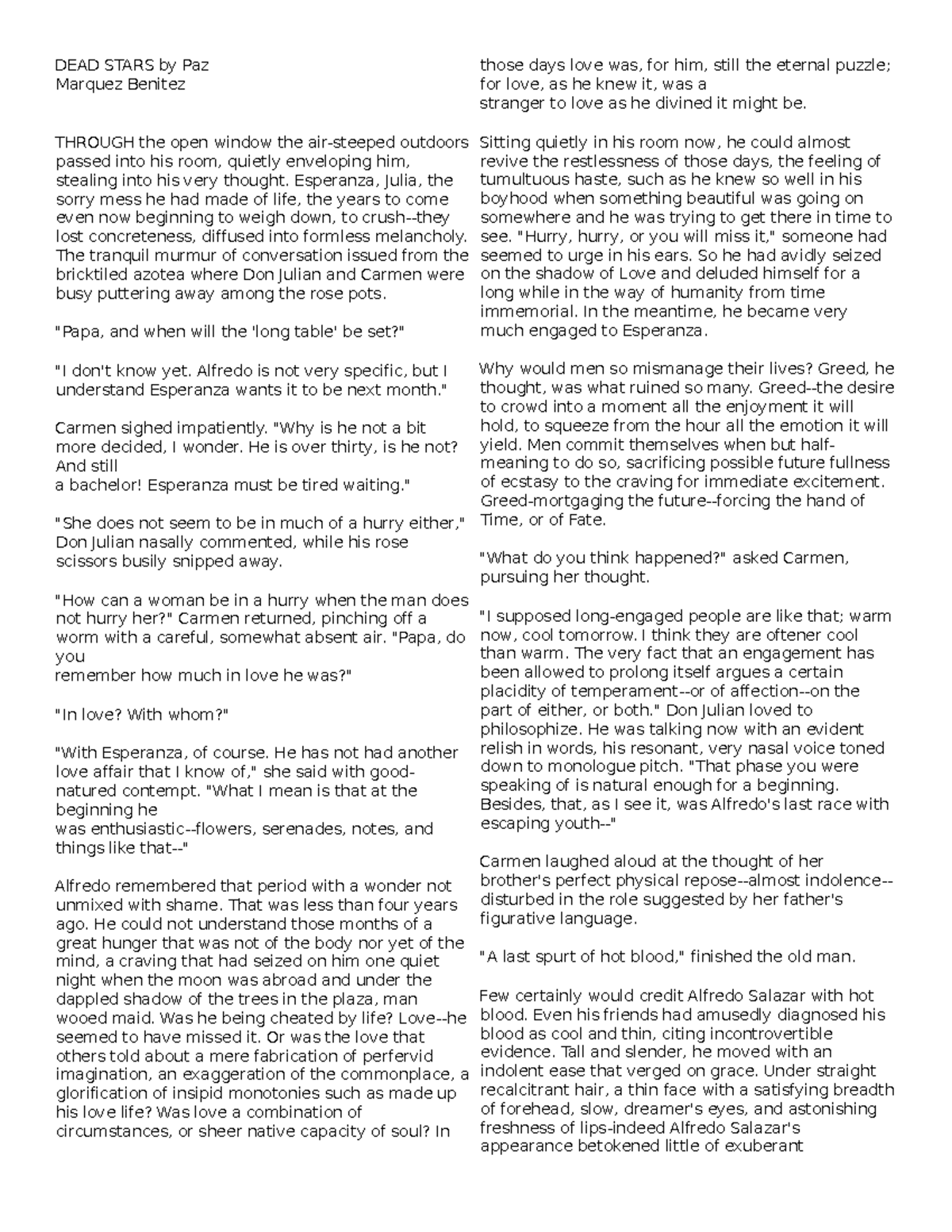 DEAD STARS (ENG 101) - Summary and Analysis - English Literature - Studocu