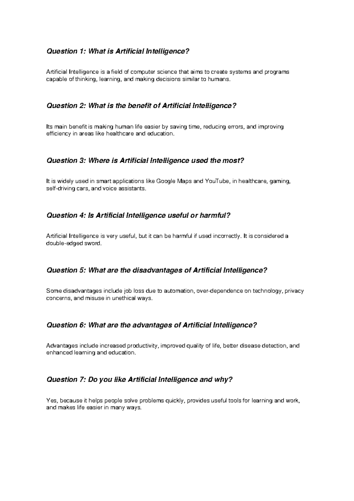 AI QA English: Understanding Artificial Intelligence Benefits and Risks ...