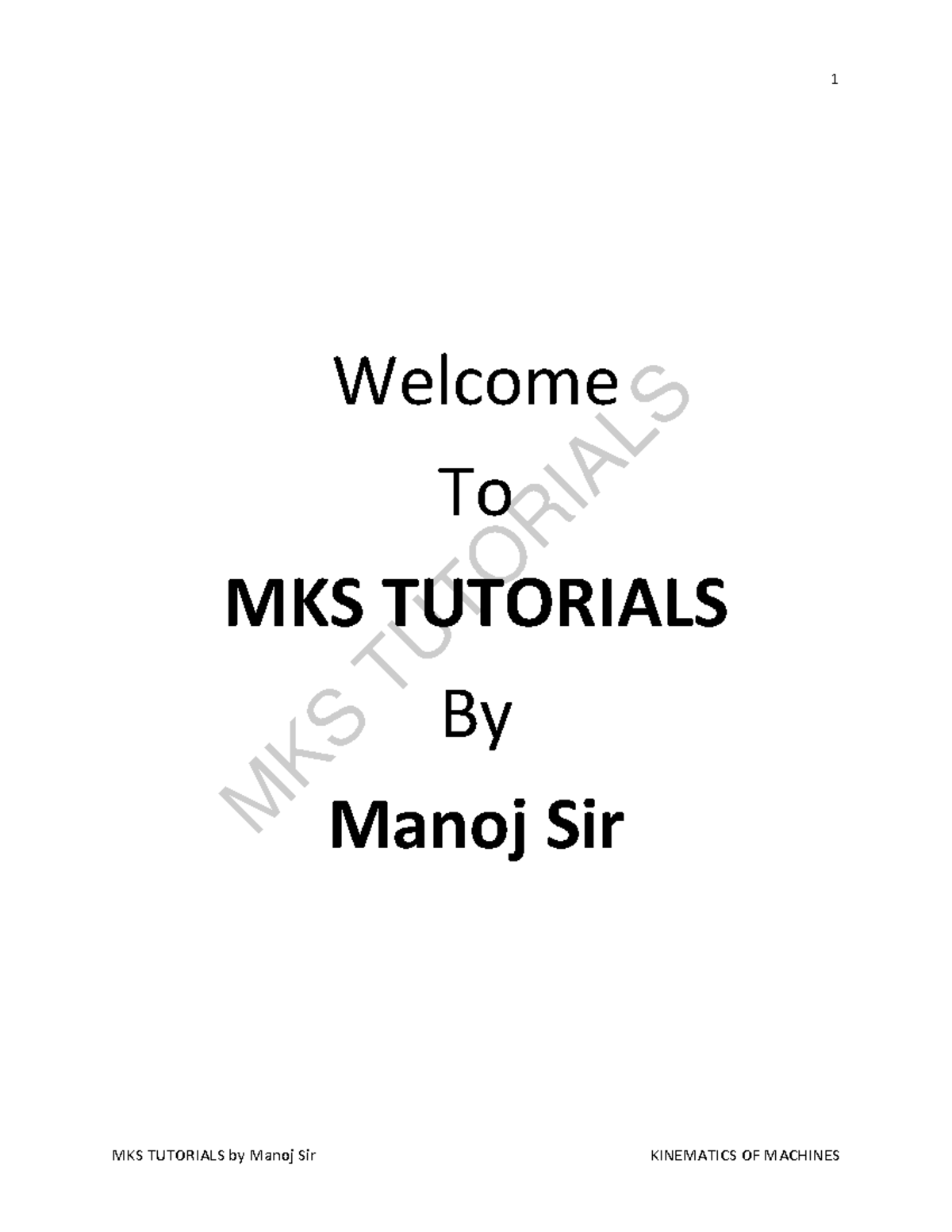 Unit 1 Kinematics of Machines Notes - MKS Tutorials - Studocu