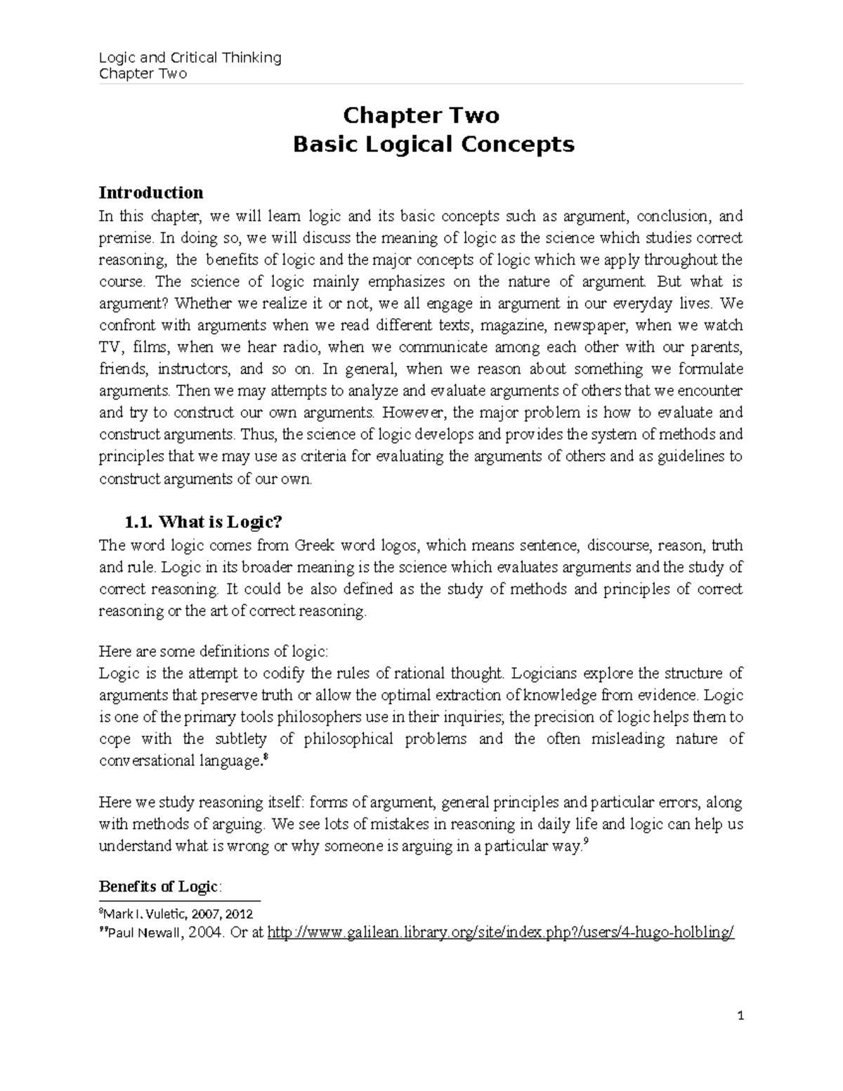 Chapter Two introduction to argument - Chapter Two Chapter Two Basic ...