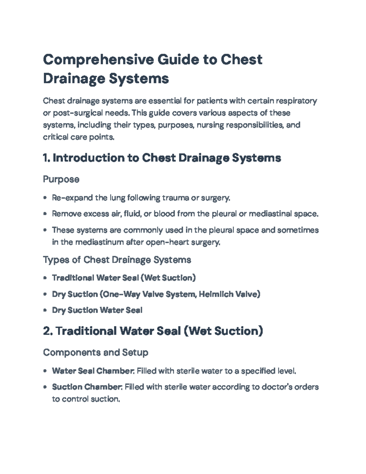 Comprehensive Guide to Chest Drainage Systems (Nursing Care ...