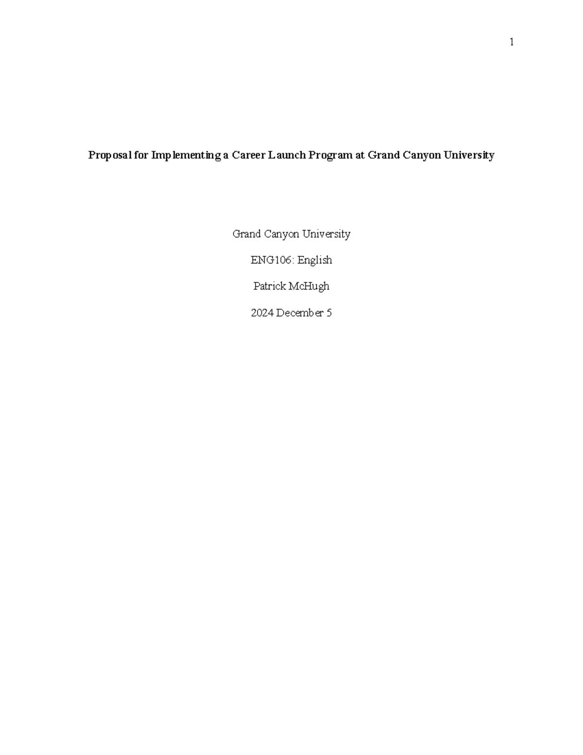 ENG106: Proposal for a Career Launch Program at GCU - Studocu
