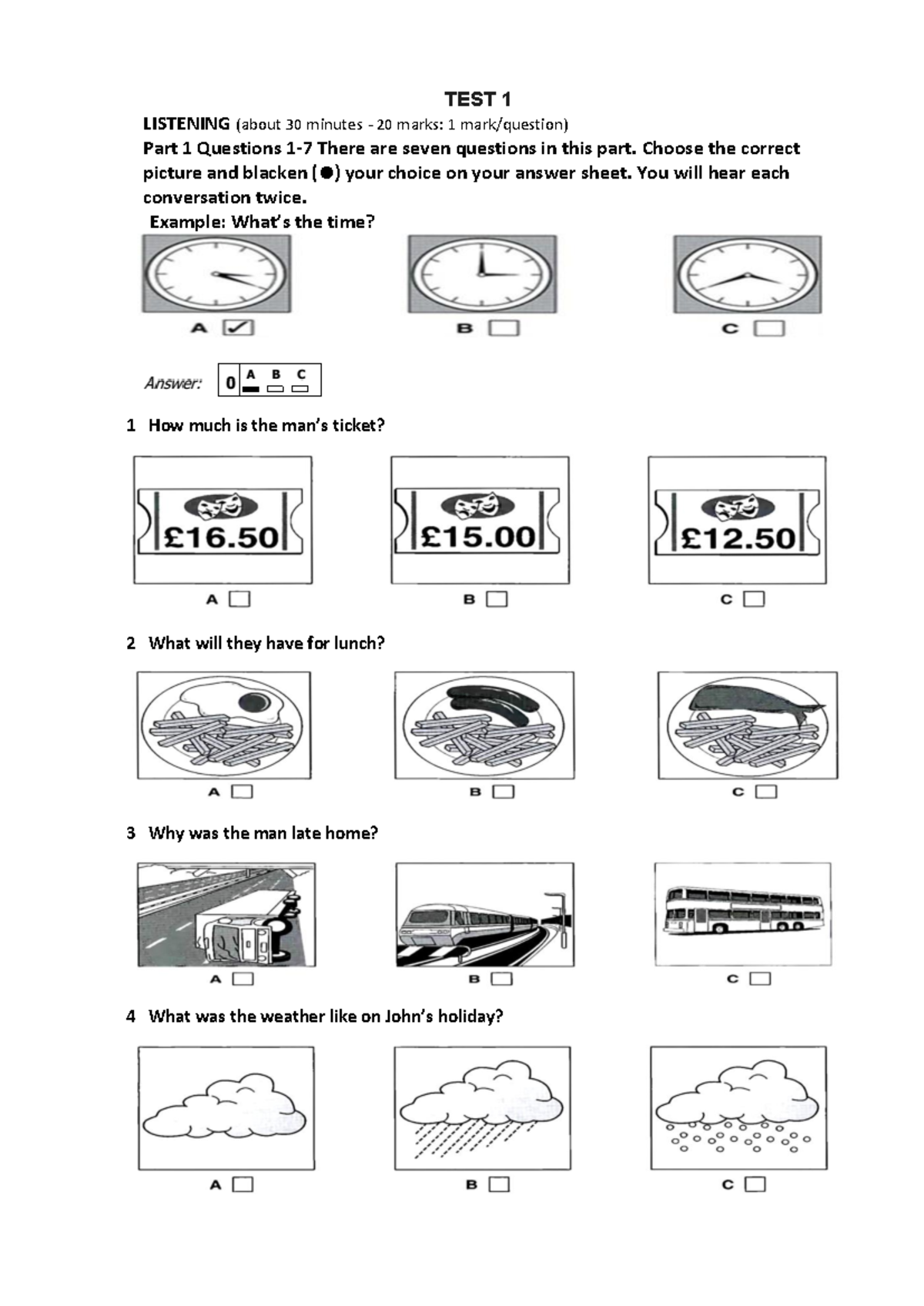 Test 123 - Listening and Reading Practice Exam - Studocu
