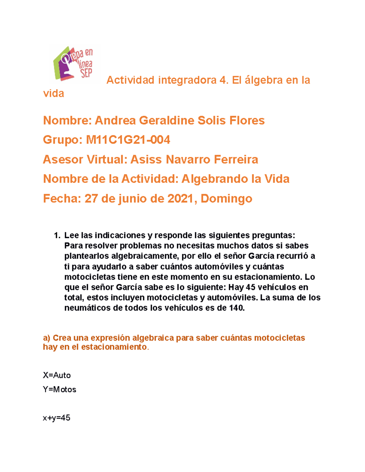 Prepa en Línea-SEP- Módulo 11 Semana 2 Actividad Integradora 4 - Actividad integradora 4. El ...