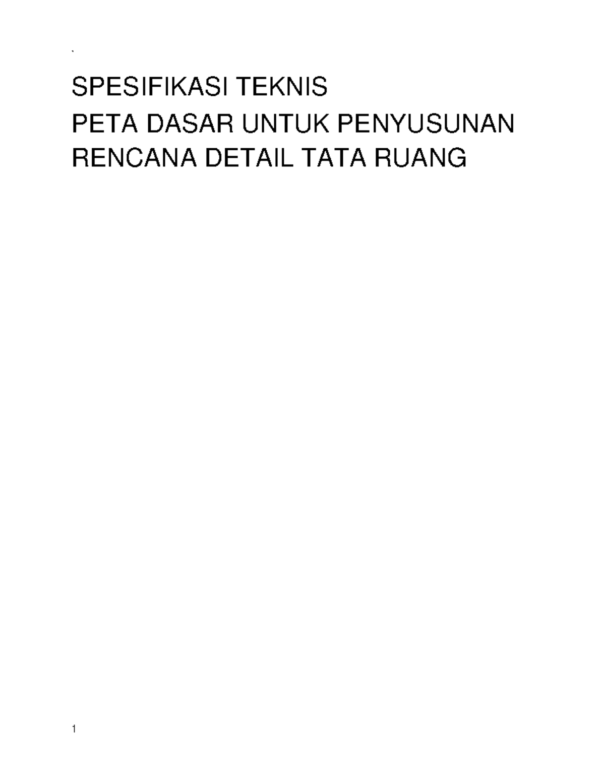 Spesifikasi Teknis Peta Dasar untuk Rencana Detail Tata Ruang RDTR ...