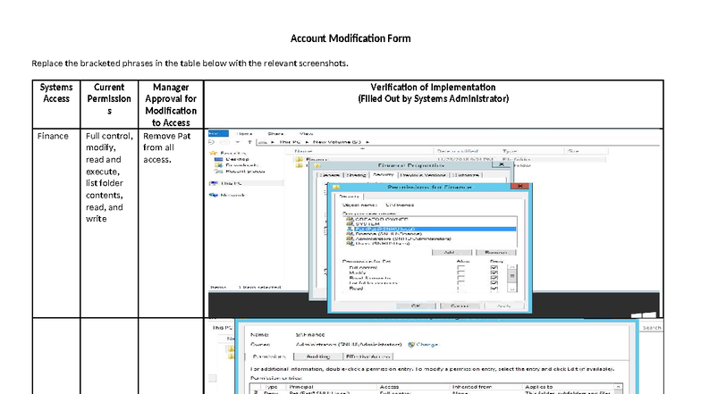 CYB 230 Project One Cindy Abbott - Account Modification Form Replace ...