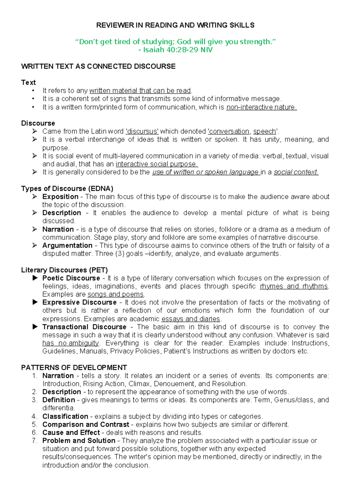 RWS- Review of Reading and Writing Skills for Q3 2024 - Studocu