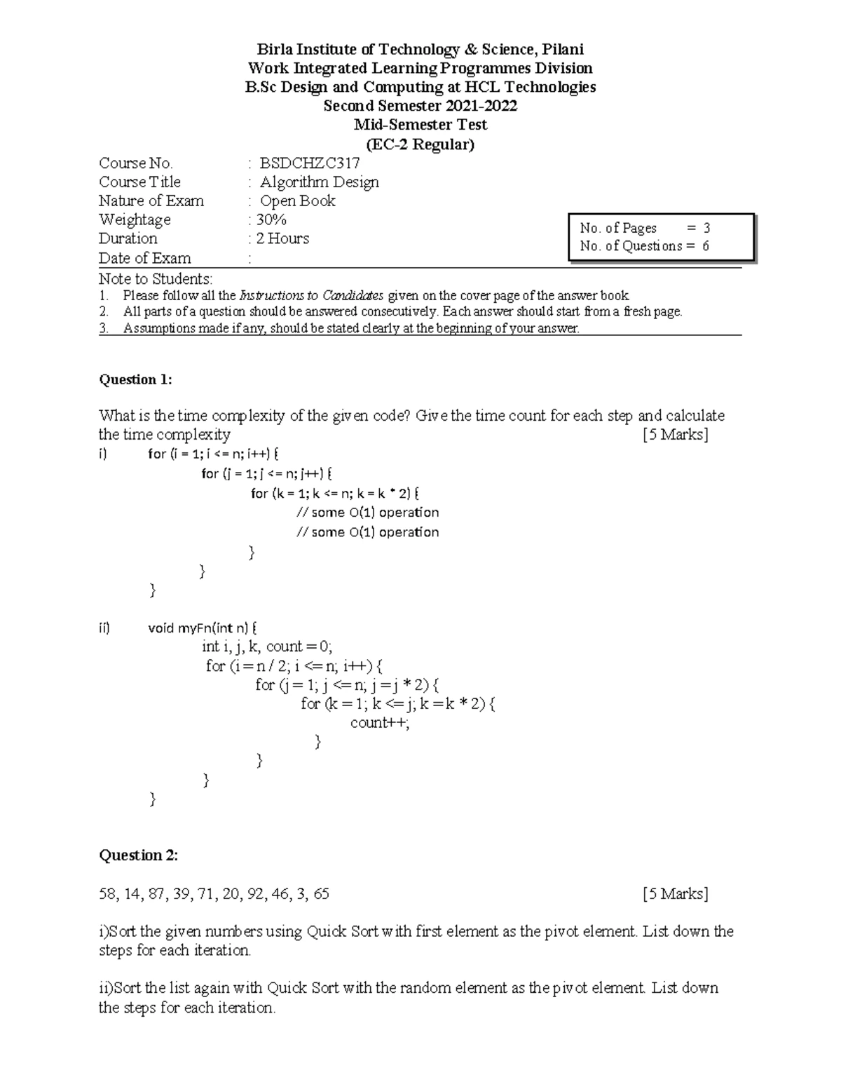 DAA - Lecture notes All - Design and Analysis of Algorithms - Studocu