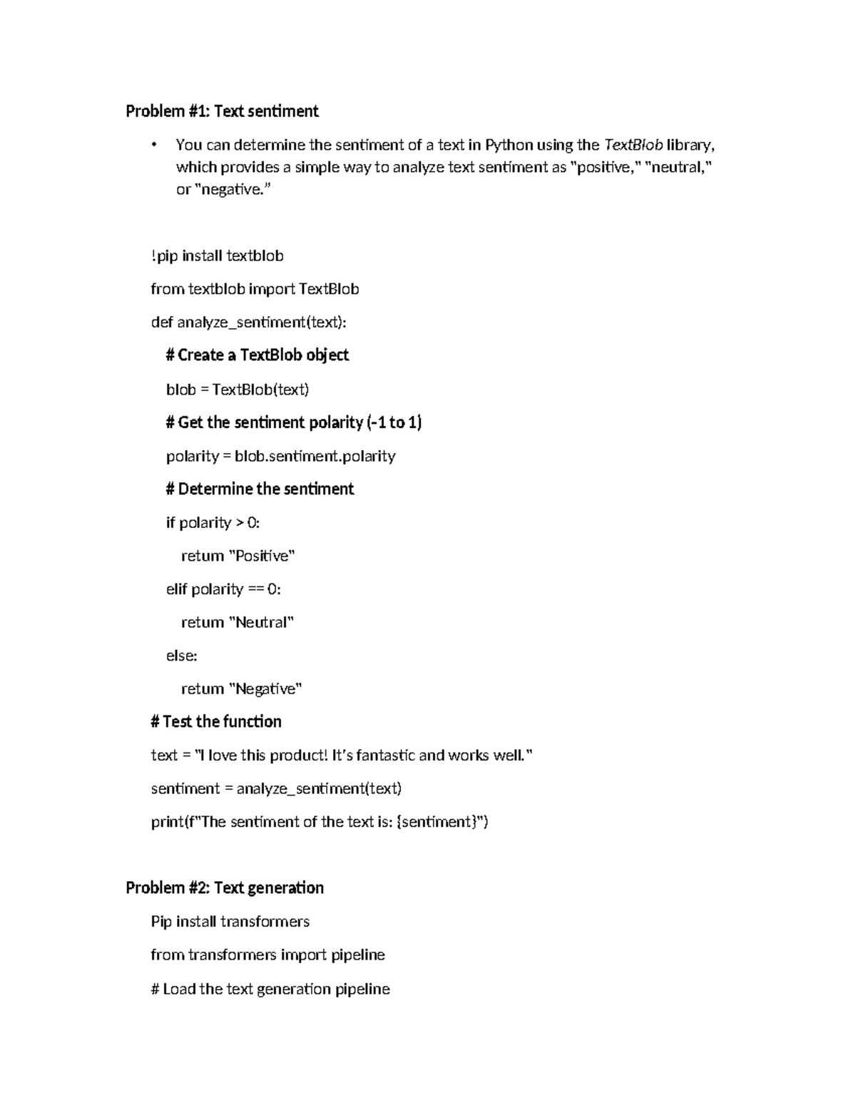 Generative AI Techniques in Python: Sentiment, Text Gen & Summarization ...