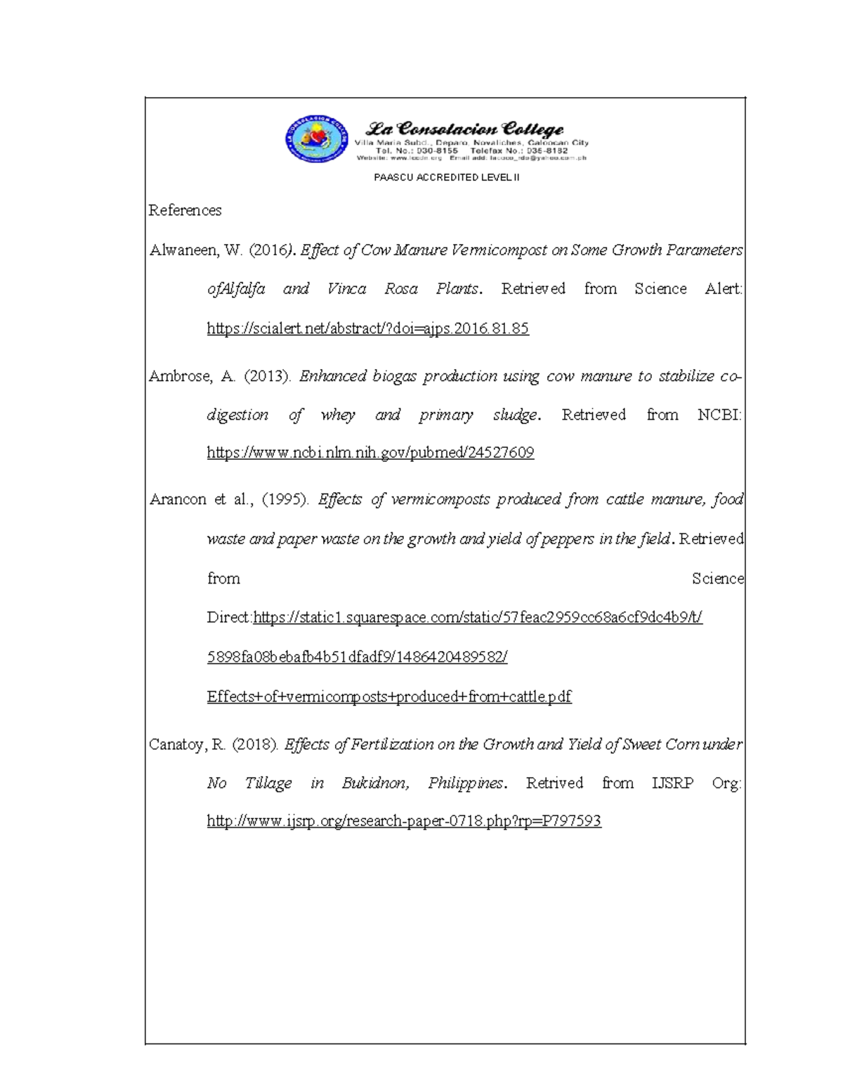 PAASCU ACCREDITED LEVEL II Research on Decomposing Paper Waste - Studocu