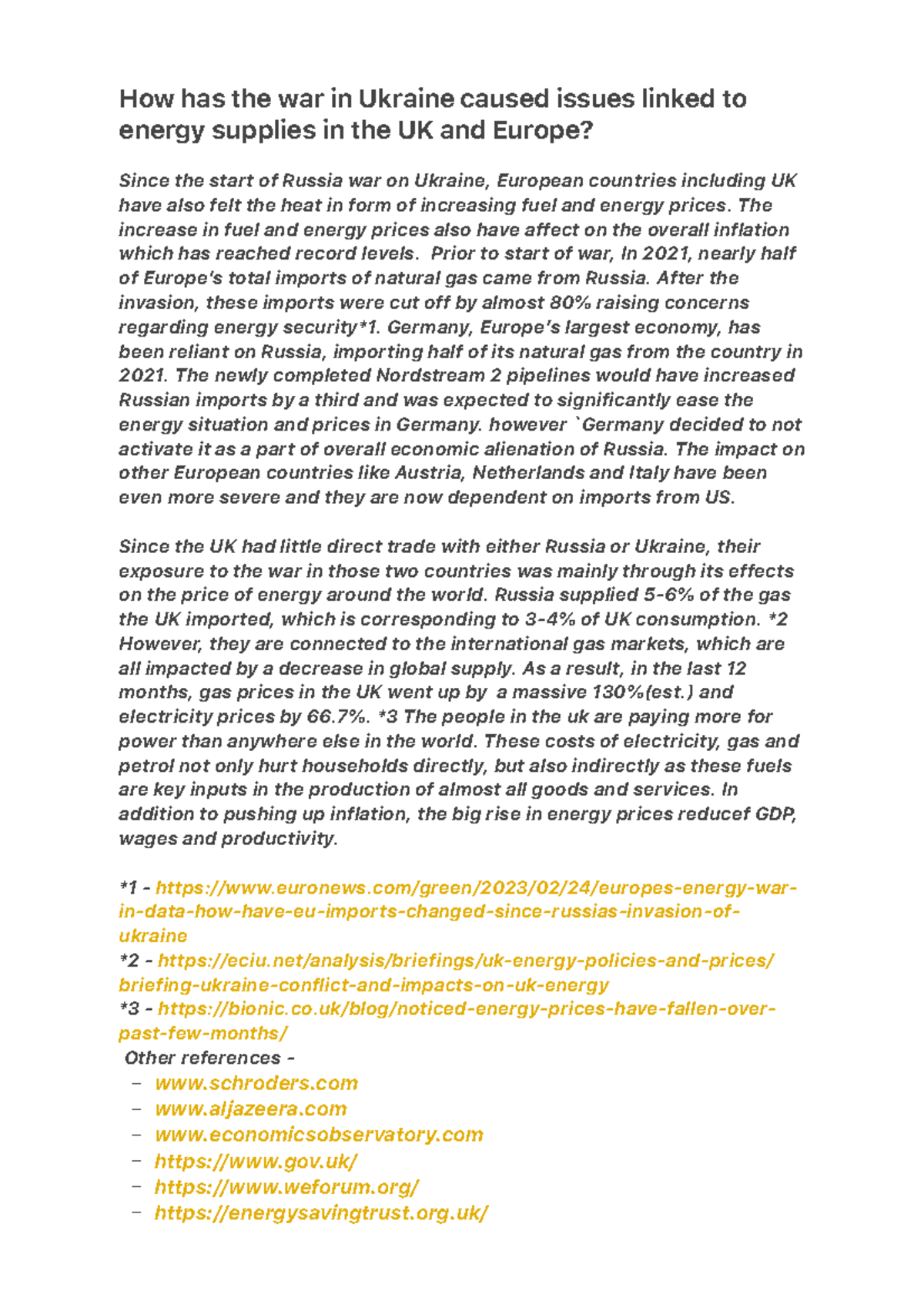 Final Geo HW: Energy Crisis Impact from Ukraine War in UK & Europe ...