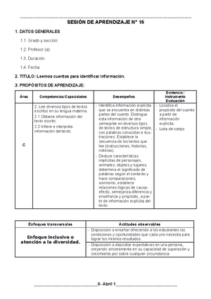 LEEMOS UN AFICHE - SESION DE APRENDIZAJE - COMUNICACION I.- DATOS INFORMATIVOS: UGEL I CICLO ...