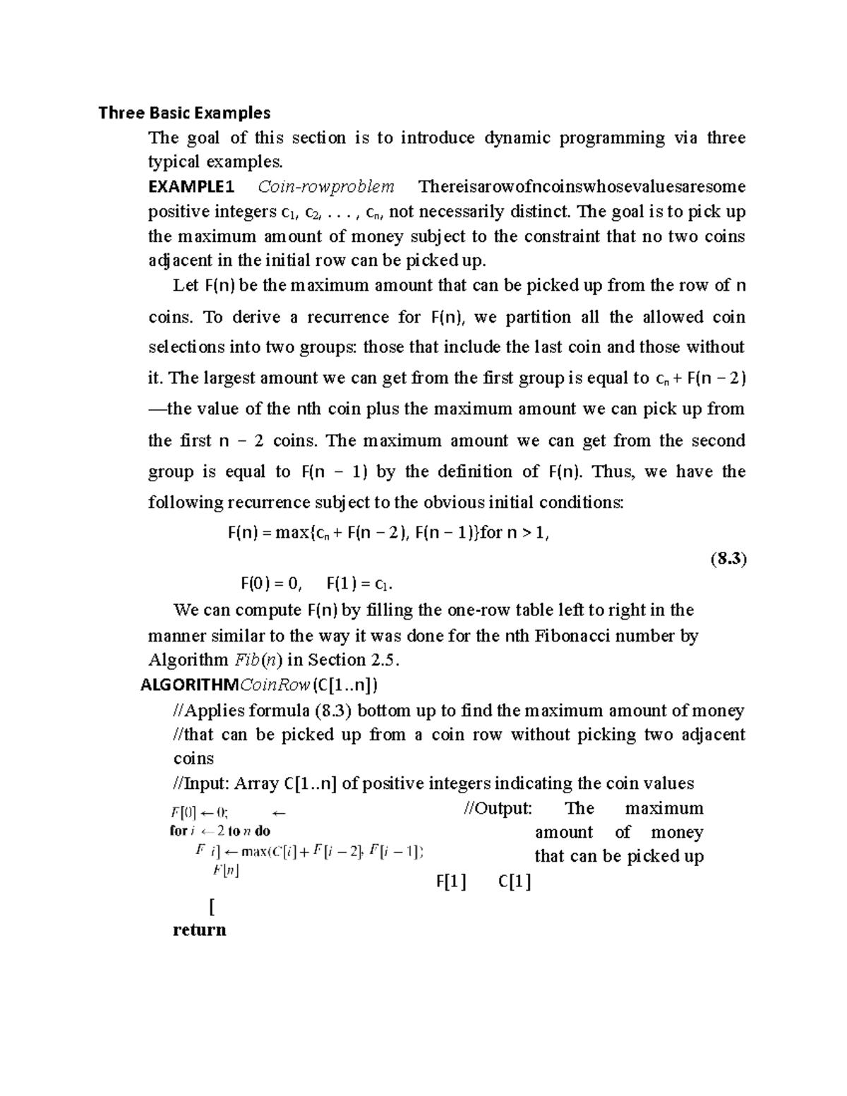 Dynamic Programming: Three Key Examples for Algorithm Analysis - Studocu