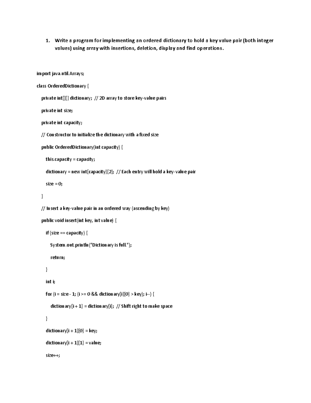 ADS Assignment-2 - Implementing Ordered Dictionary in Java - Studocu