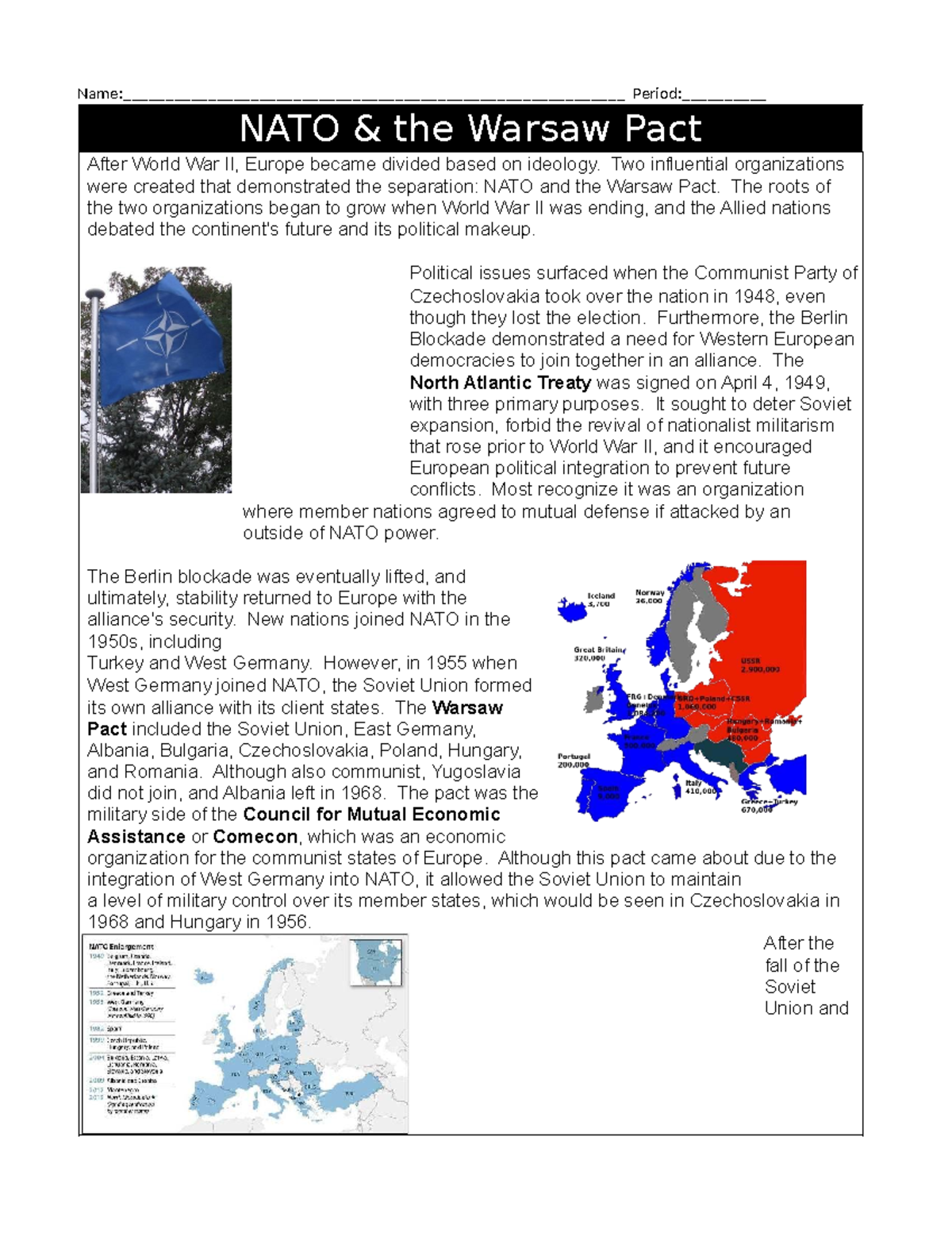 NATO & Warsaw Pact: Ideological Divisions in Post-WWII Europe - Studocu