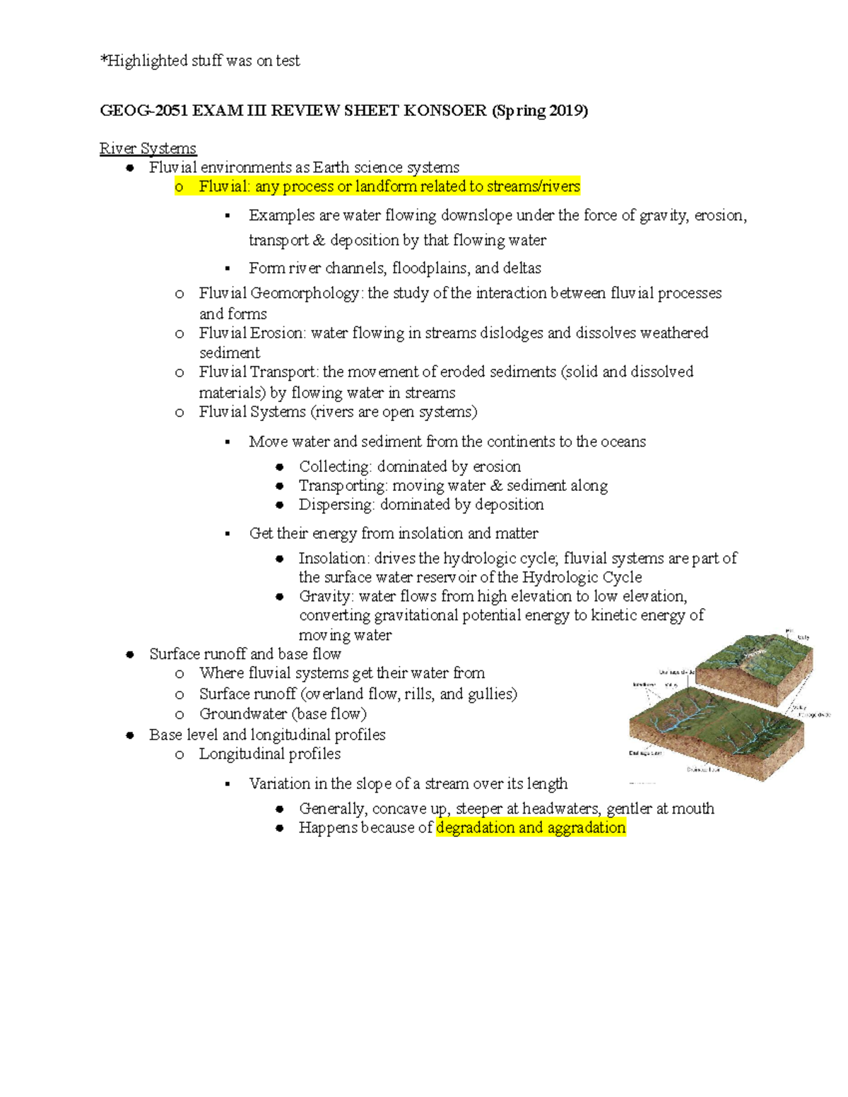 GEOG 2051 Exam III Review: River Systems and Glacial Processes - Studocu