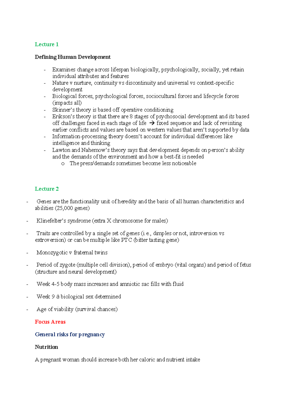 Lecture 1: Understanding Human Development Across the Lifespan - Studocu