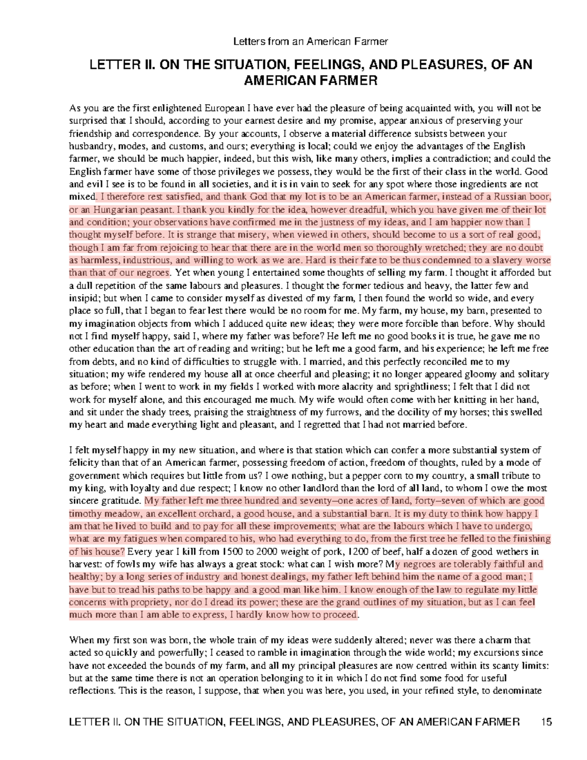 Letters from an American Farmer: Insights on Life and Emotion - Studocu