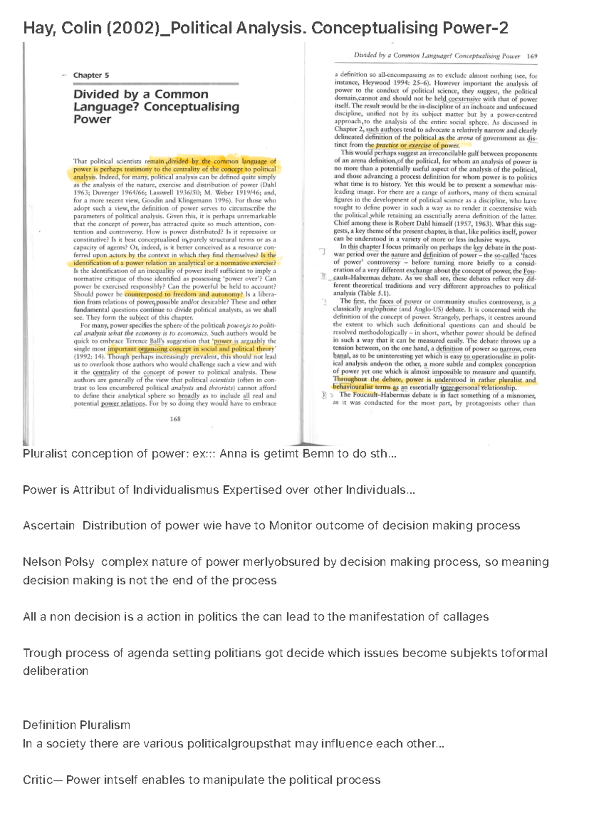 Hay, Colin (2002) Political Analysis: Conceptualising Power Dynamics ...