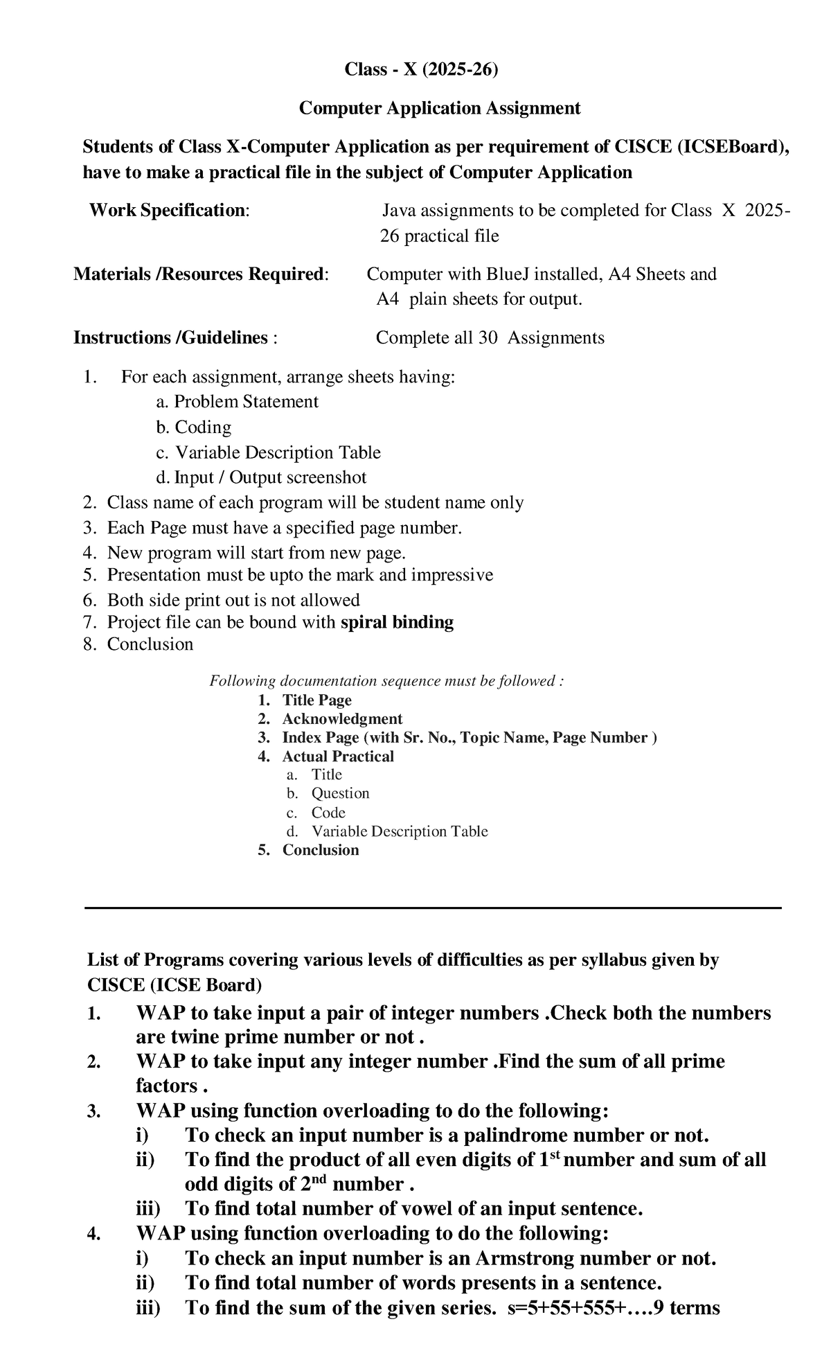 Class X Computer Application Practical File (CISCE 2025-26) - Studocu